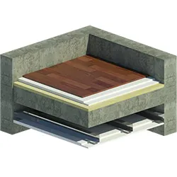 Svømmende gulv på gulvgips. Loft af 2 lag gips (letvægtsgips) monteret ...