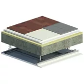 Betondæk med fuldklæbet gulv. Undergulv af gulvgips på trinlydsplade ...